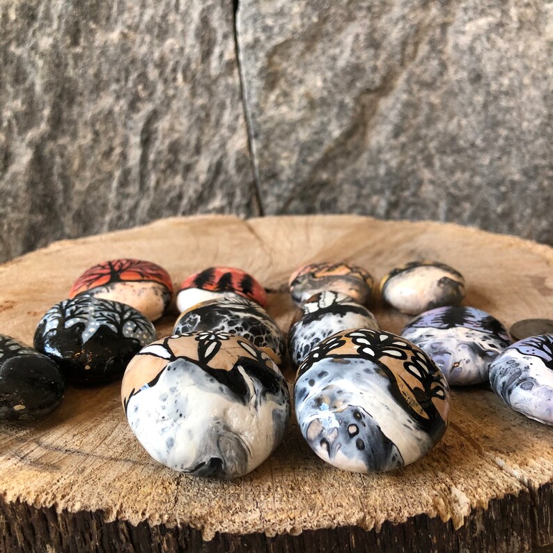 Small Hand Painted Rocks. Original, Nature Inspired Artwork for Home ...