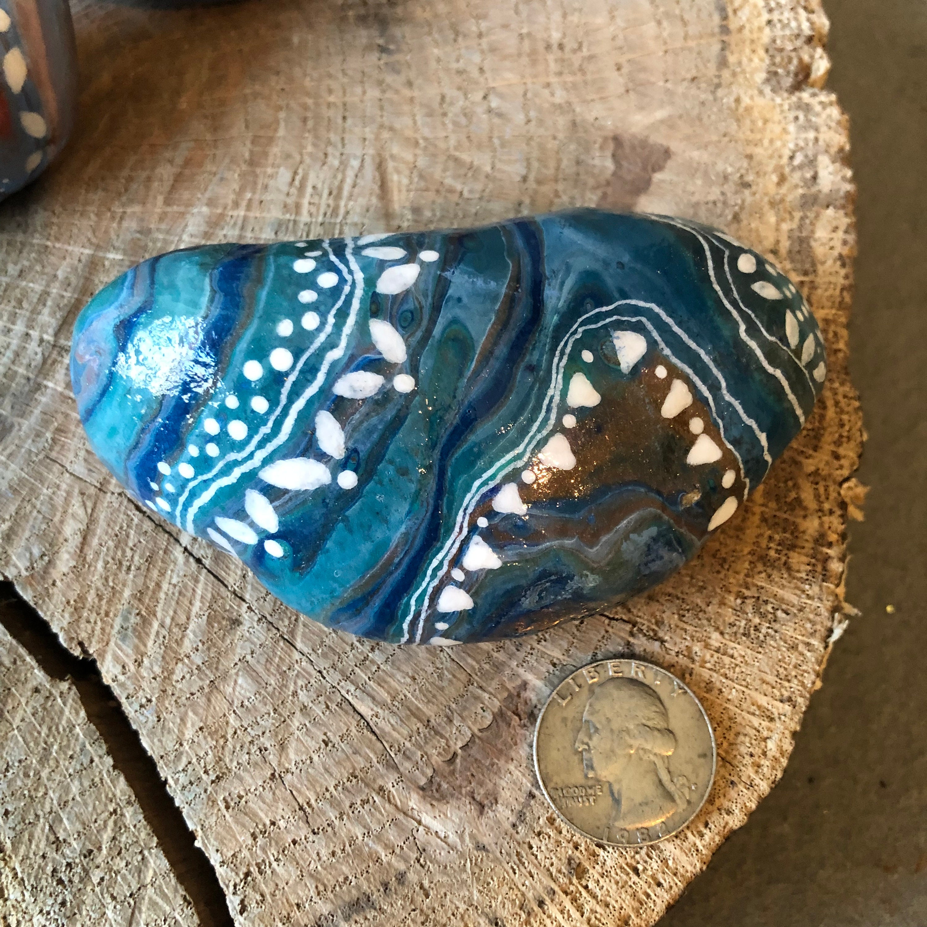 Large Painted Rocks. Nature Inspired Art, Original Blue Art Decoration ...