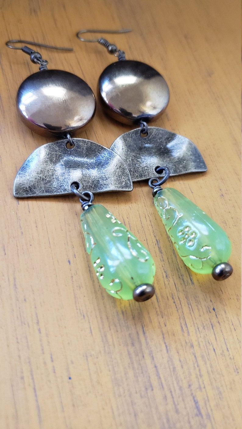 Aztec Lime Earrings Ancient Mexican Earrings W/ Brass Coin | Etsy