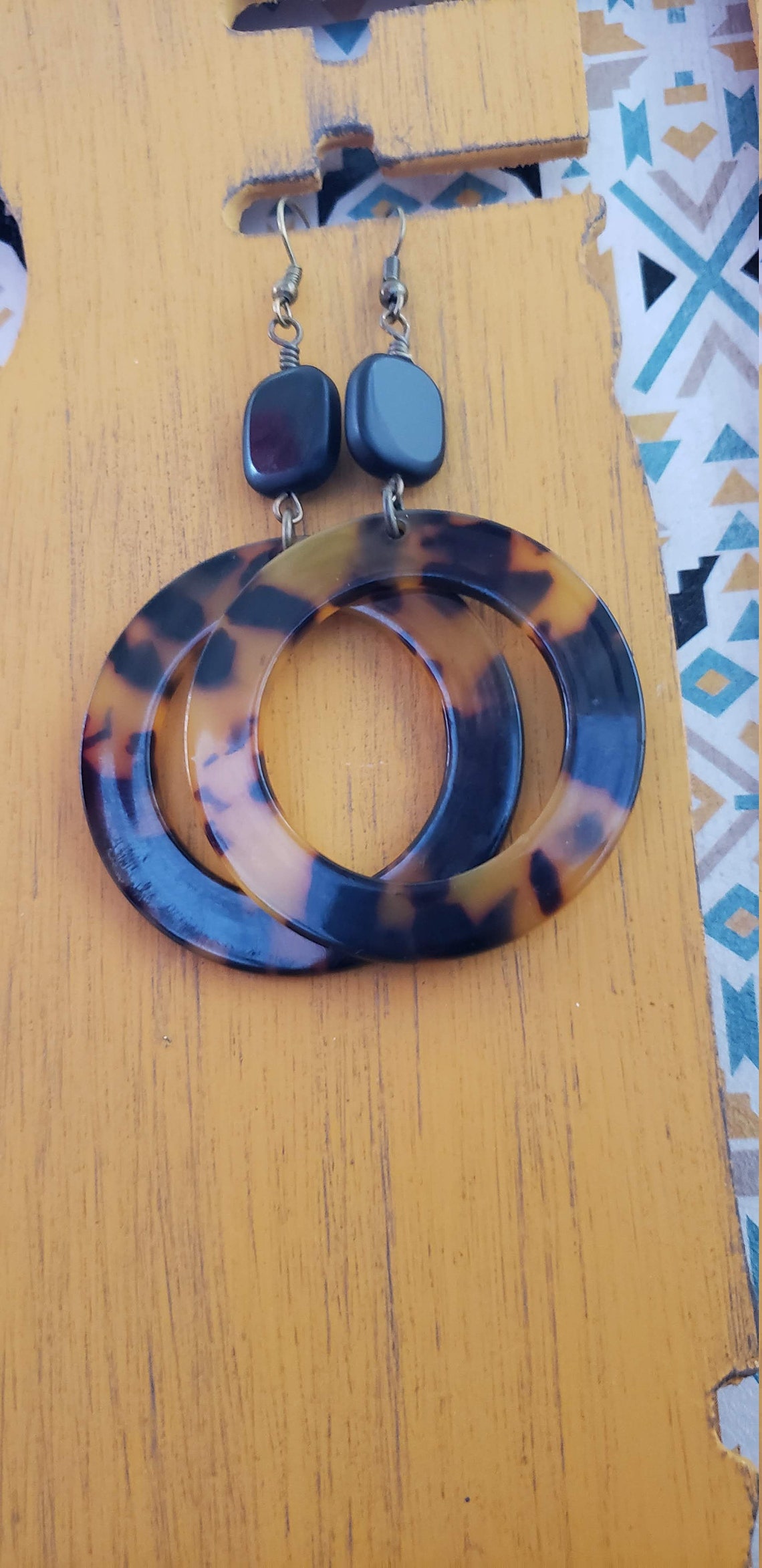 Circle Tortoise Shell Earrings Circular Tortoise Shell | Etsy