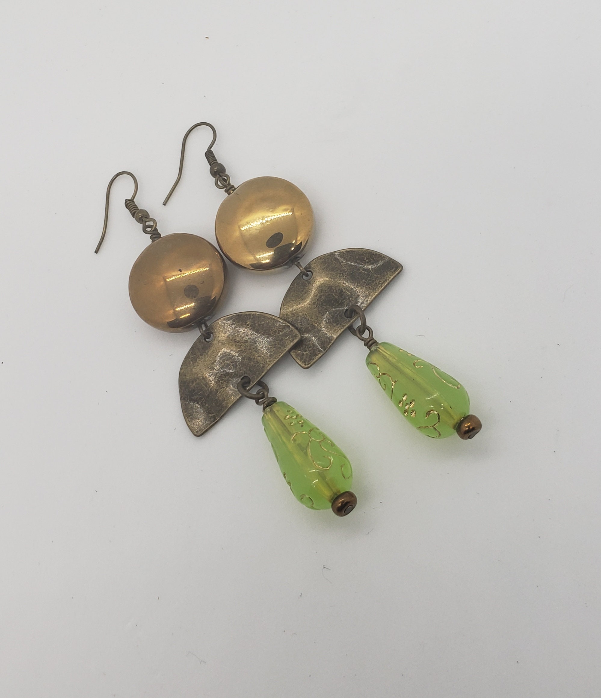 Aztec Lime Earrings Ancient Mexican Earrings w/ Brass Coin | Etsy