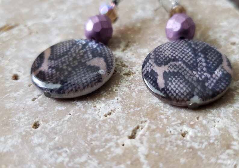 Violet Snake Skin Violet and Black MOP Animal Print Snake - Etsy