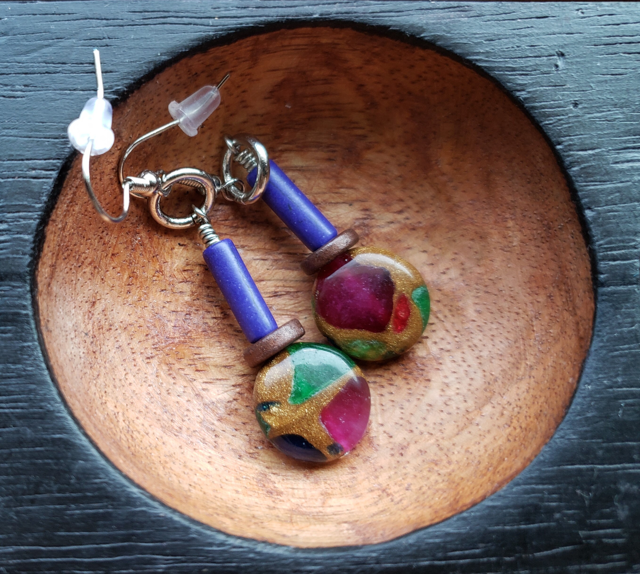 Vibrant Cobblestone Earrings Ruby Sapphire and Emerald | Etsy