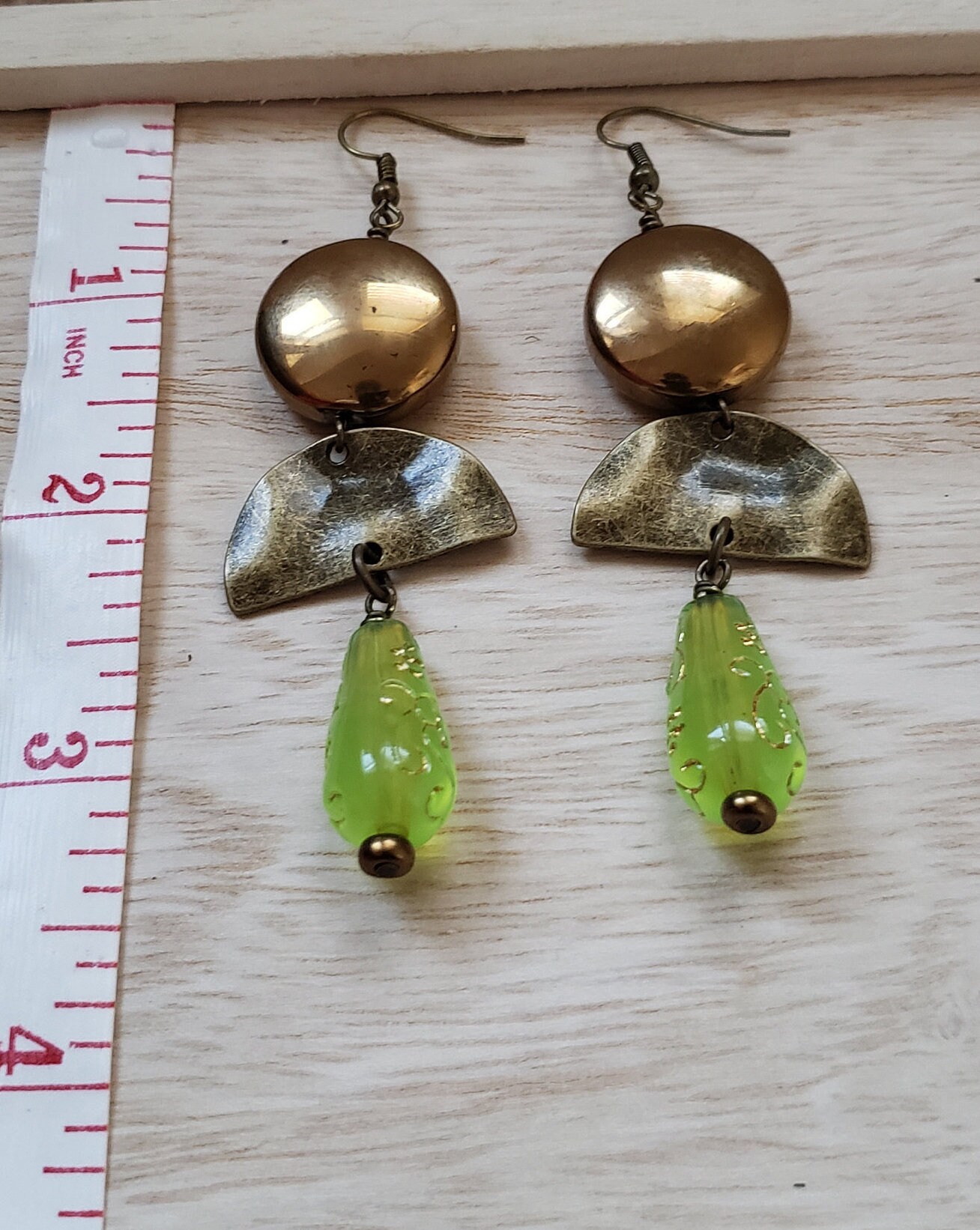 Aztec Lime Earrings Ancient Mexican Earrings w/ Brass Coin | Etsy