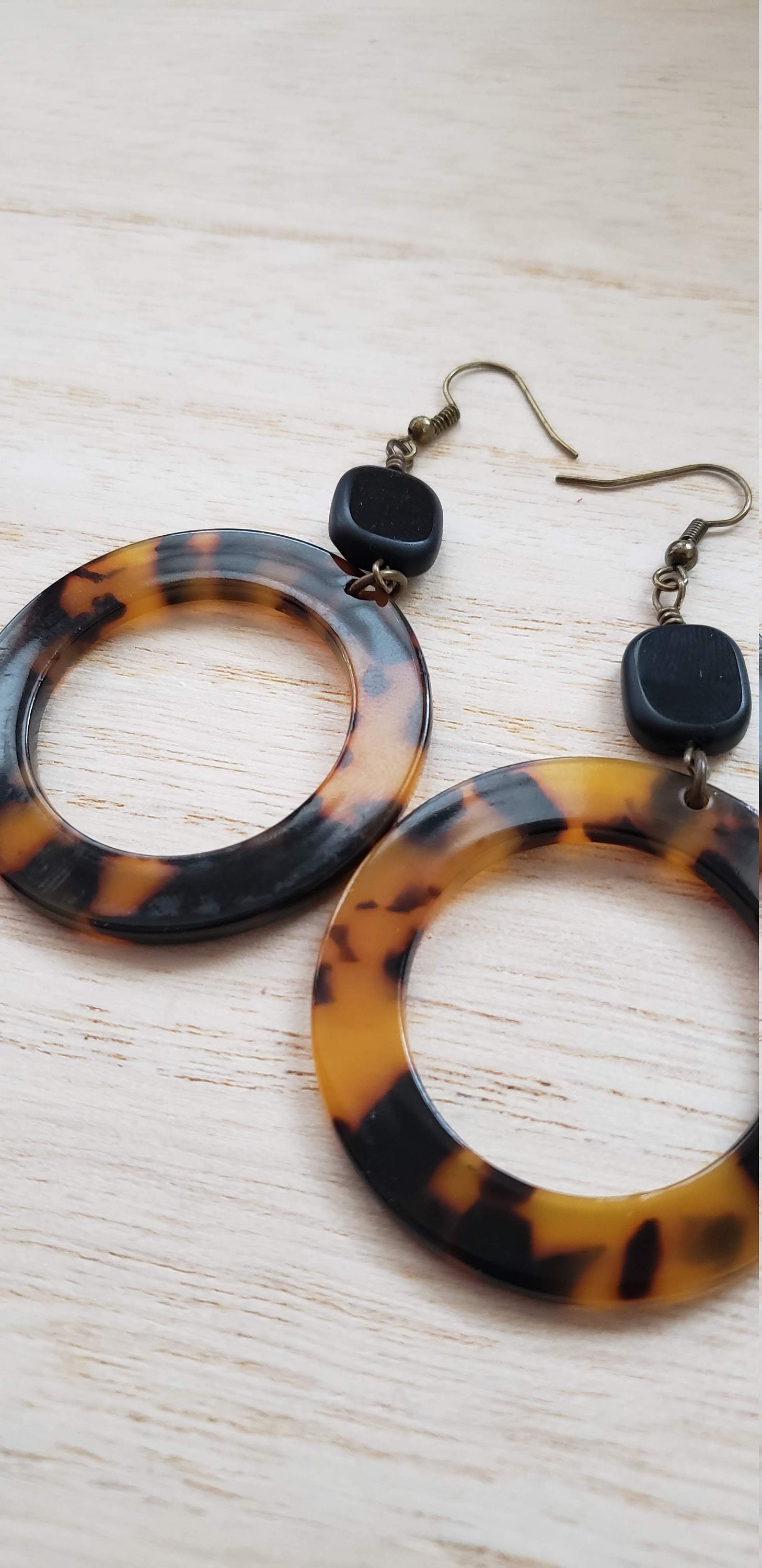 Circle Tortoise Shell Earrings Circular Tortoise Shell | Etsy