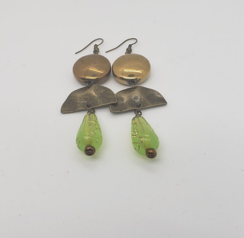 Aztec Lime Earrings Ancient Mexican Earrings W/ Brass Coin | Etsy