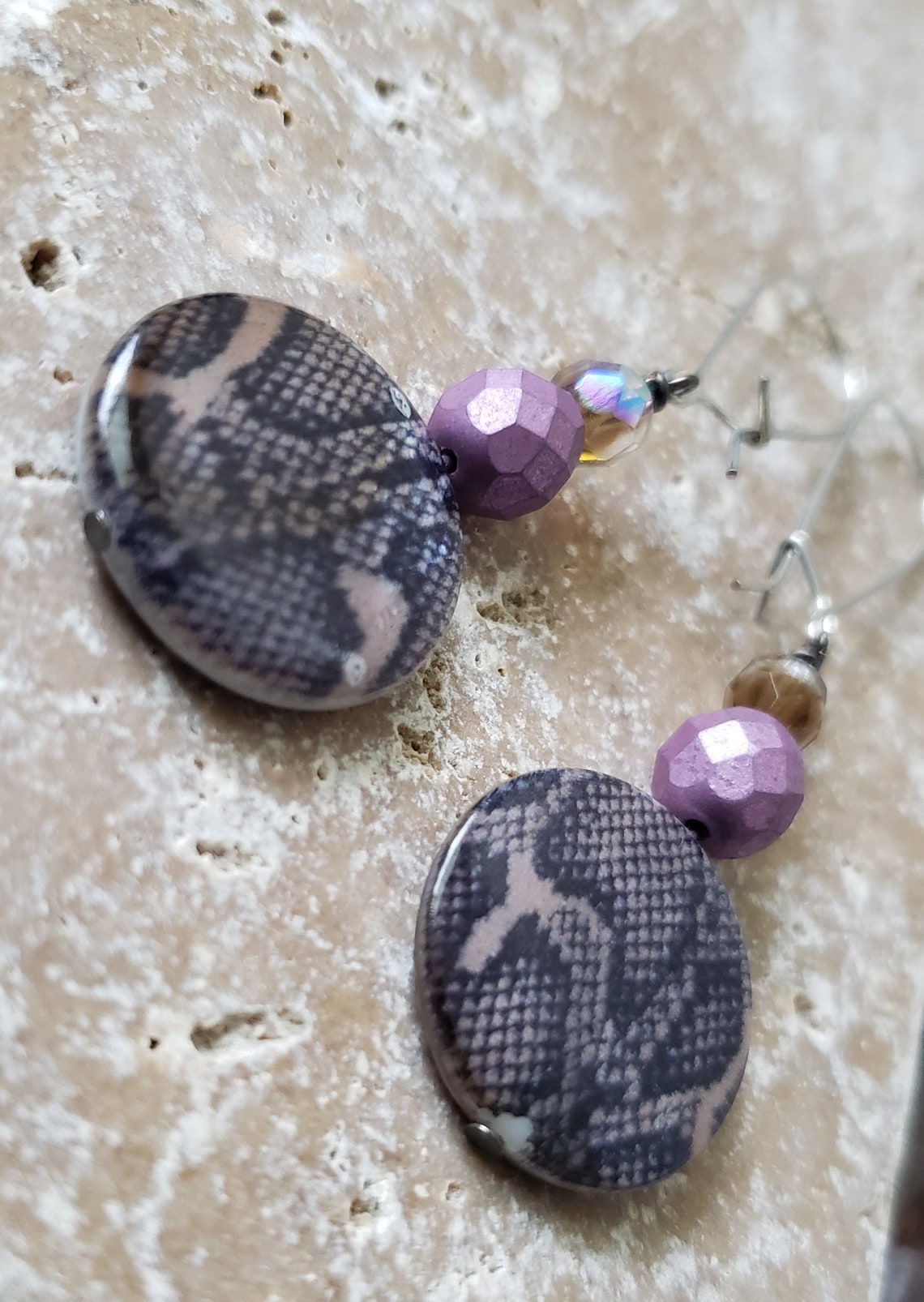 Violet Snake Skin Violet and Black MOP Animal Print Snake - Etsy