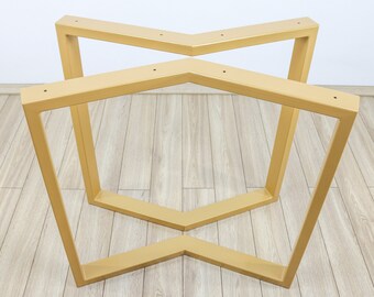 Metal Dining Table Legs set of 2. Gold Steel Table Legs. - Etsy