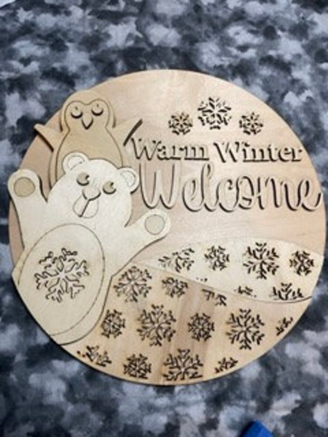 Warm Winter Welcome DIY Round Door Sign Winter Door Hanger - Etsy