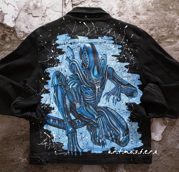 Custom Denim Jacket Aliens Hand Painted Jacket Women's | Etsy