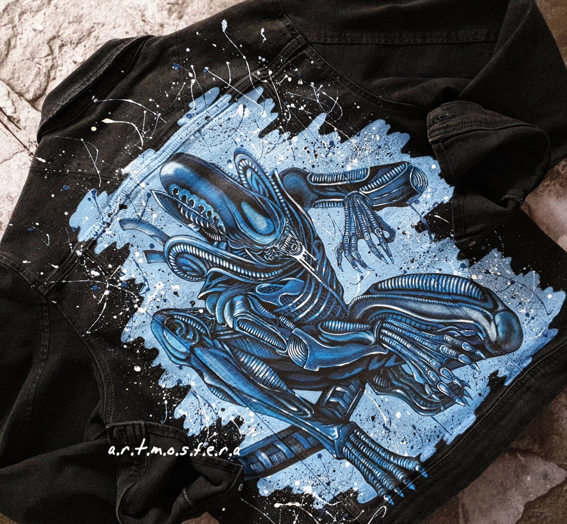 Custom Denim Jacket Aliens Hand Painted Jacket Women's | Etsy