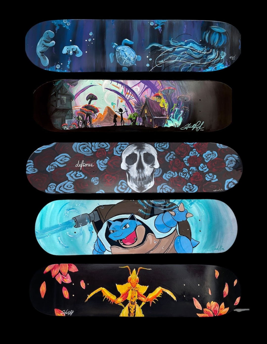 Custom Hand-painted Skateboard Decks - Unique Wall Art Gift ...