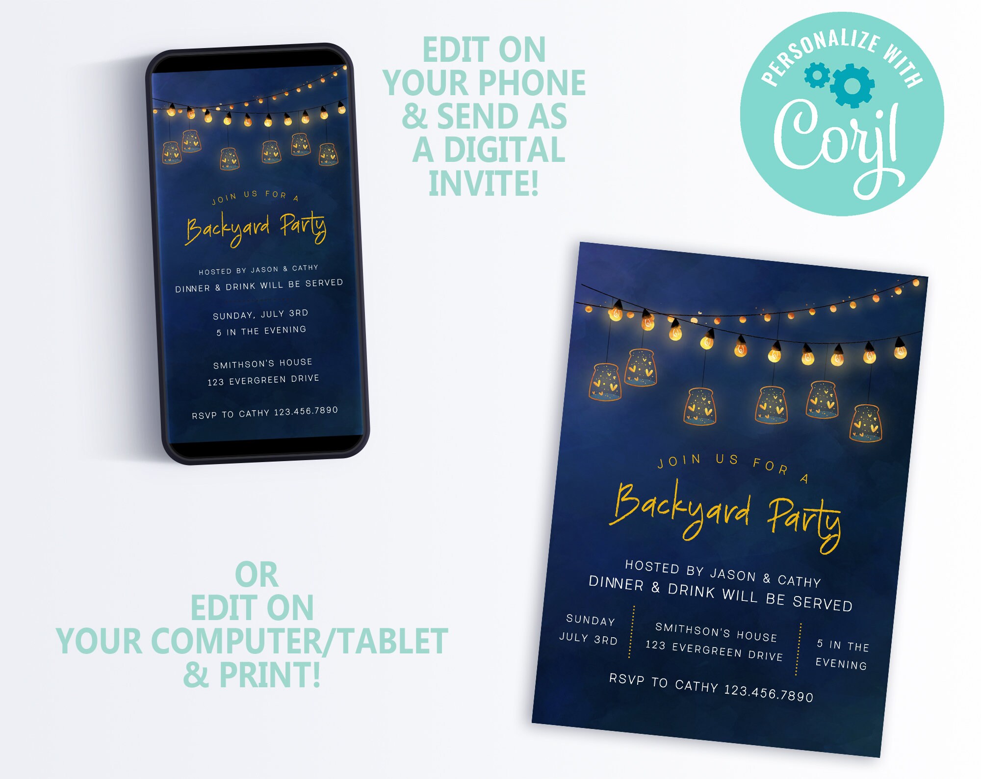 EDITABLE Backyard Party Invitation Flyer Instant Download Image ...