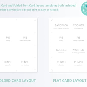 EDITABLE Food Name Labels Place Cards - Buffet Card Template - Digital ...