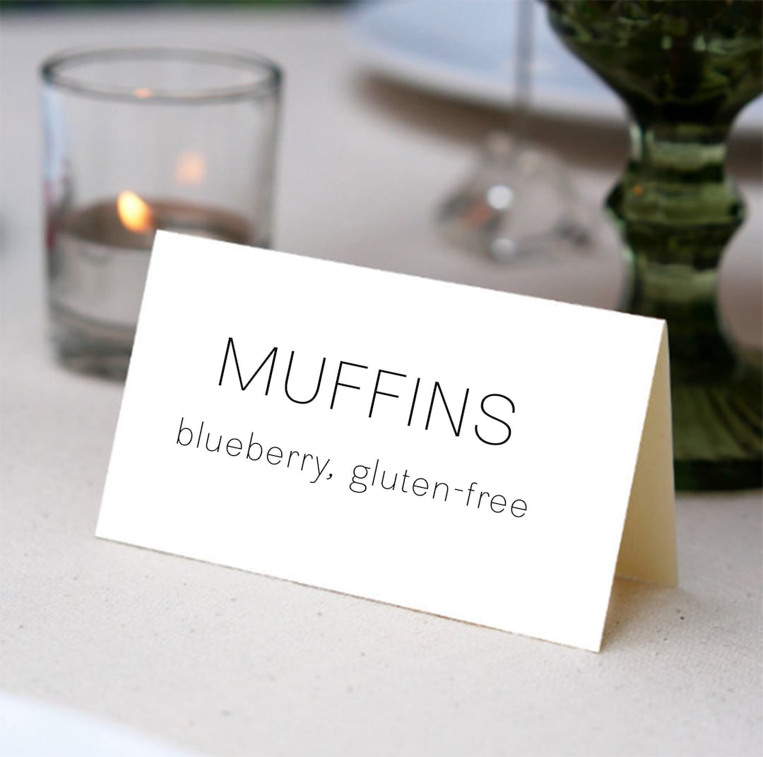 EDITABLE Food Name Labels Place Cards - Buffet Card Template - Digital ...