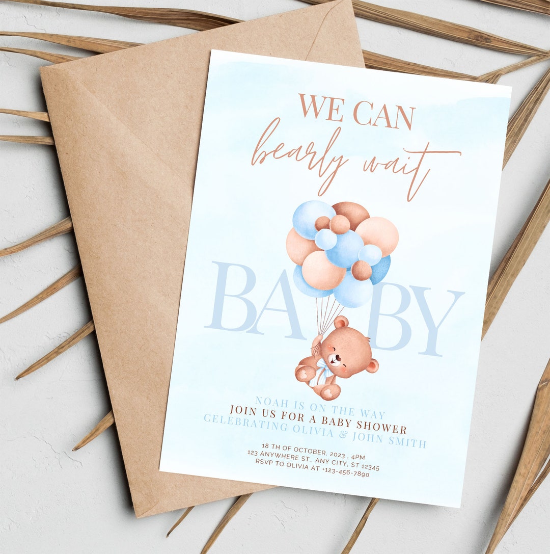 EDITABLE Teddy Bear Baby Shower Invitation Template Instant Download ...