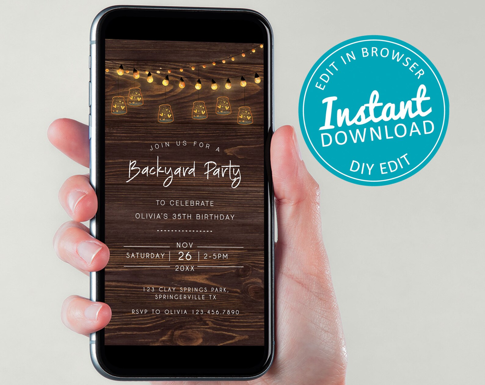 EDITABLE Backyard Party Invitation Instant Download Image Printable ...