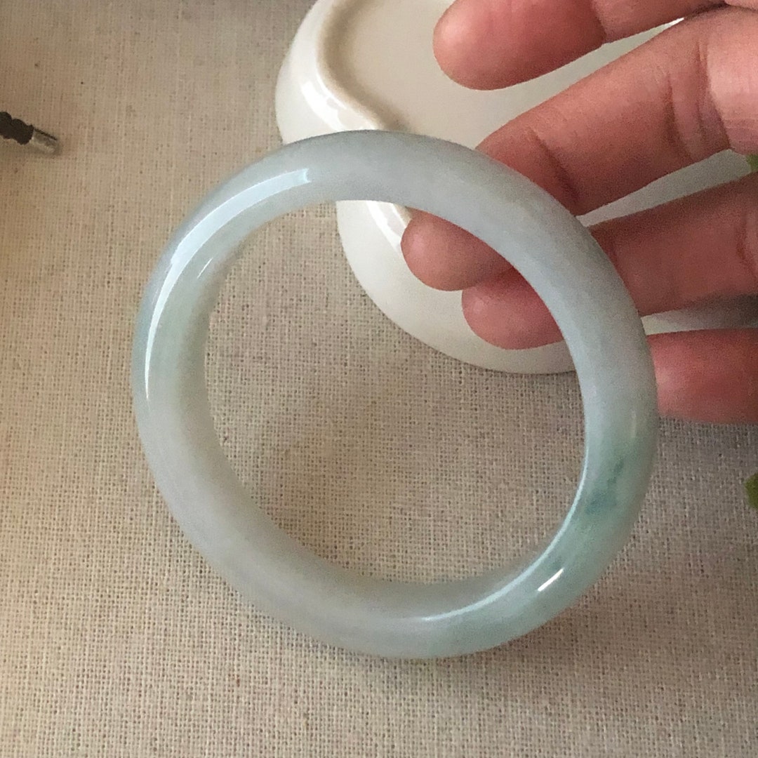 56.4mm Icy Sky Blue Jadeite Jade Tint Float Flowers Bangle - Etsy
