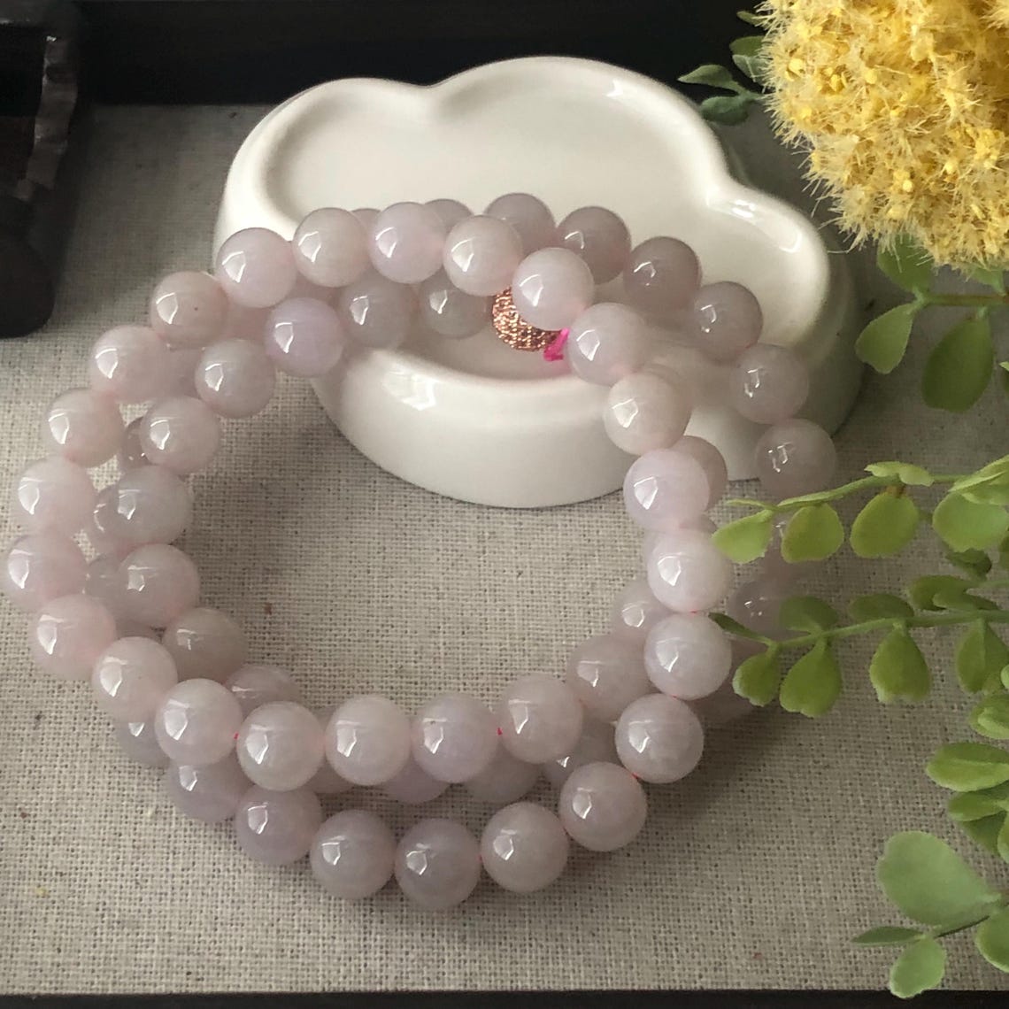 10mm Glossy Pink Jadeite Jade Bead Bracelet Necklace - Etsy