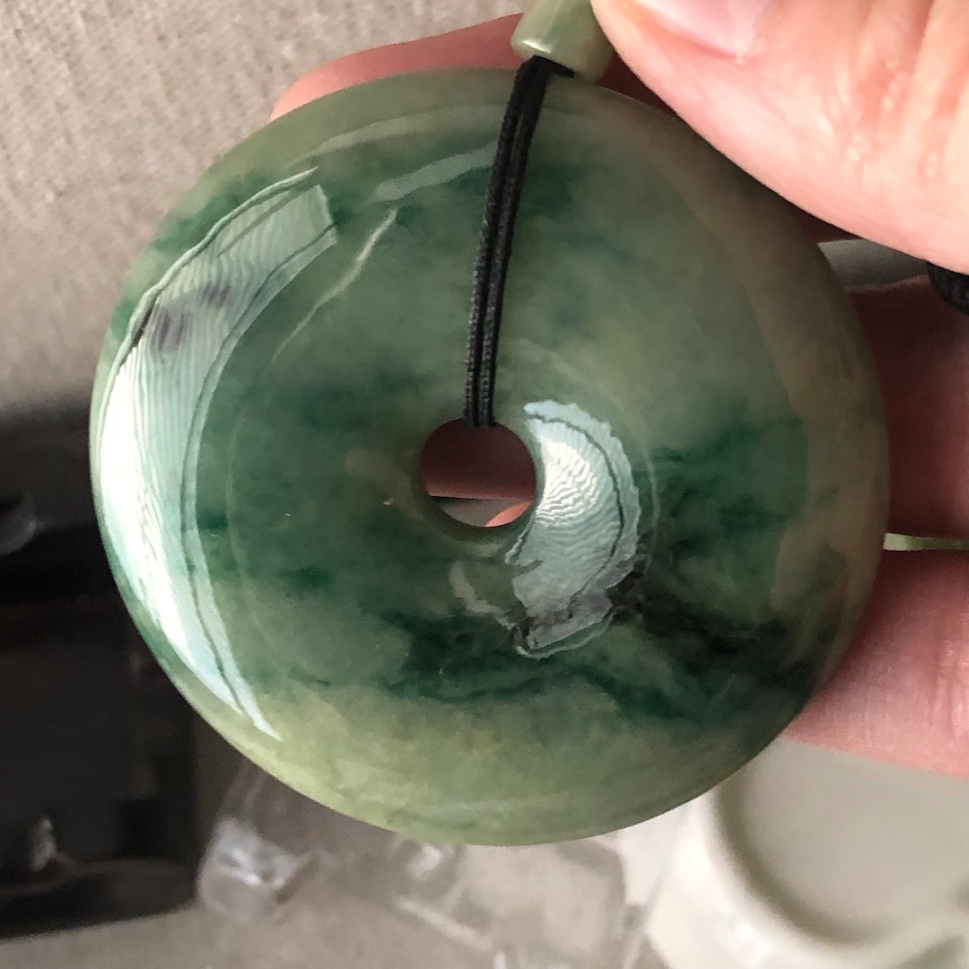 50mm Big Jadeite Jade Yellow Green Float Flowers Donut Pendant - Etsy