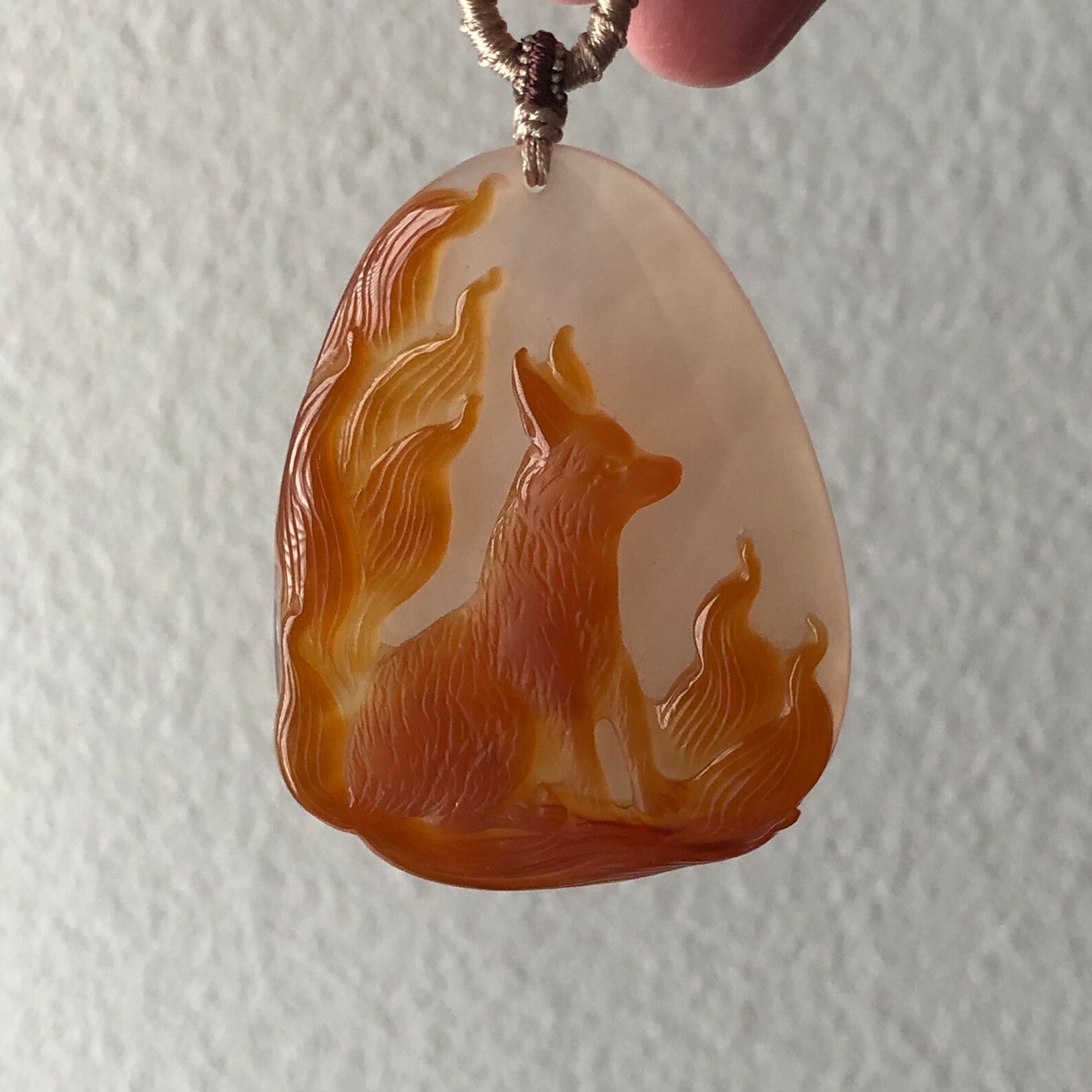 60 Mm High Quality Agate Carved Red Orange Nine Foxtail Kitsune Pendant ...