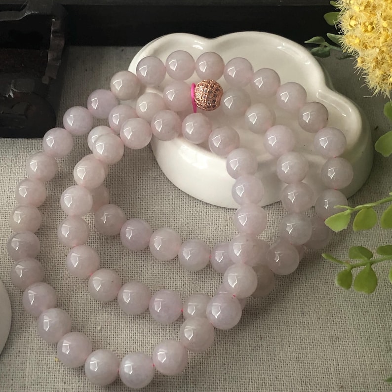 10mm Glossy Pink Jadeite Jade Bead Bracelet Necklace - Etsy
