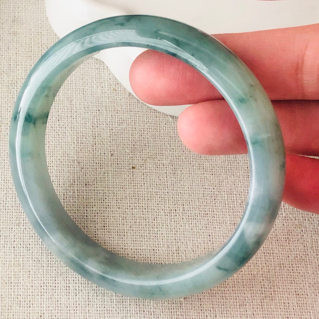 55 Mm Green Float Flowers Jadeite Jade D Shaped Bangle - Etsy UK