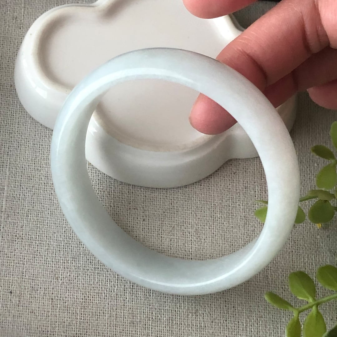 58mm Milky White Tint Blue Jadeite Jade Bangle - Etsy