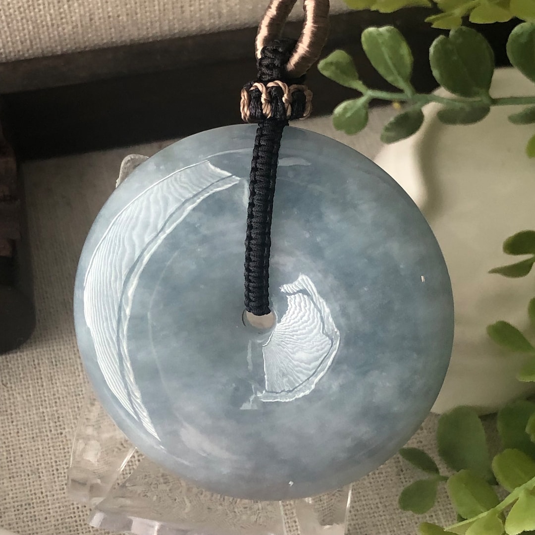 56mm Big Jadeite Jade Blue Clouds Gradient Donut Pendant - Etsy
