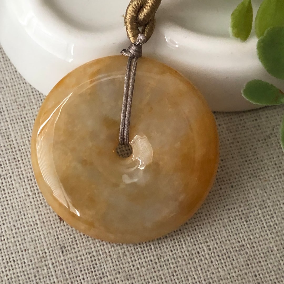 32mm Jadeite Jade Yellow Brown Peace Donut Pendant - Etsy