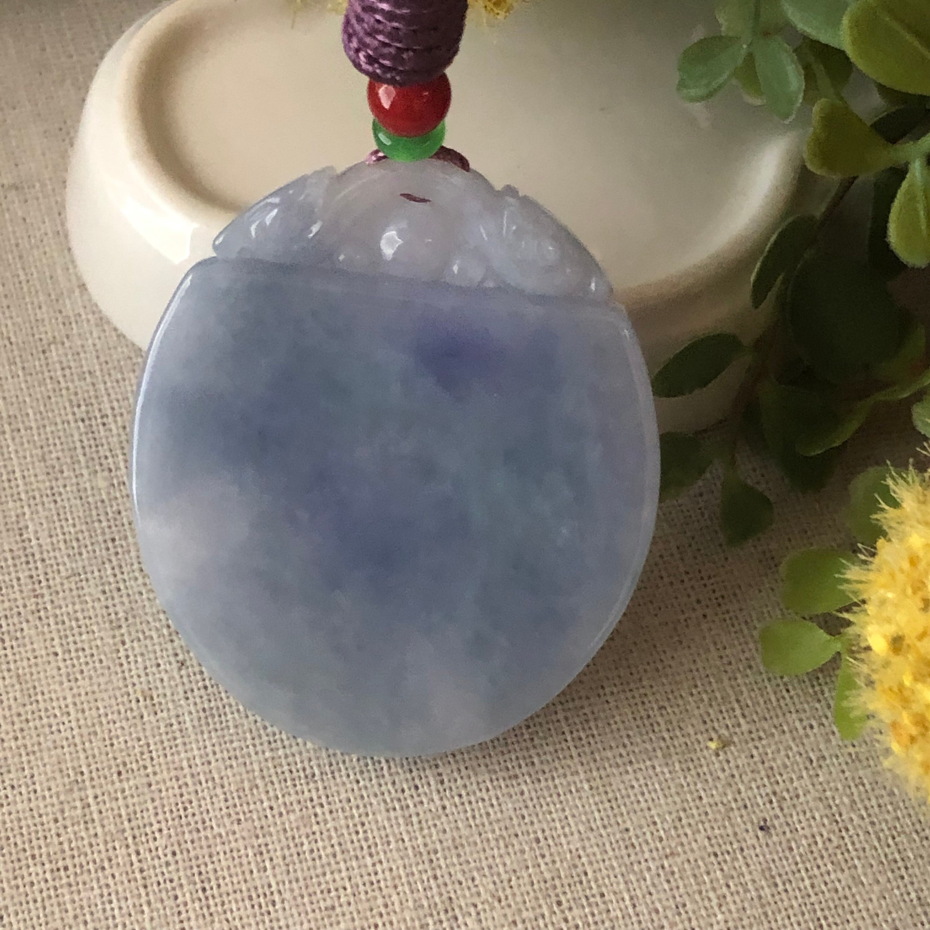 50 Mm Trio Color Lavender Blue Green Jadeite Jade Carved - Etsy