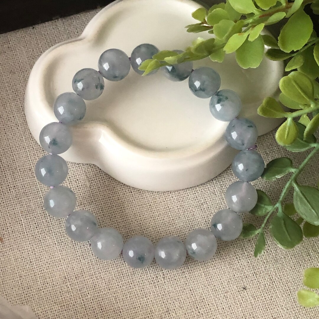 10mm Jade Jadeite Icy Tint Blue Float Flowers Round Bead - Etsy Canada