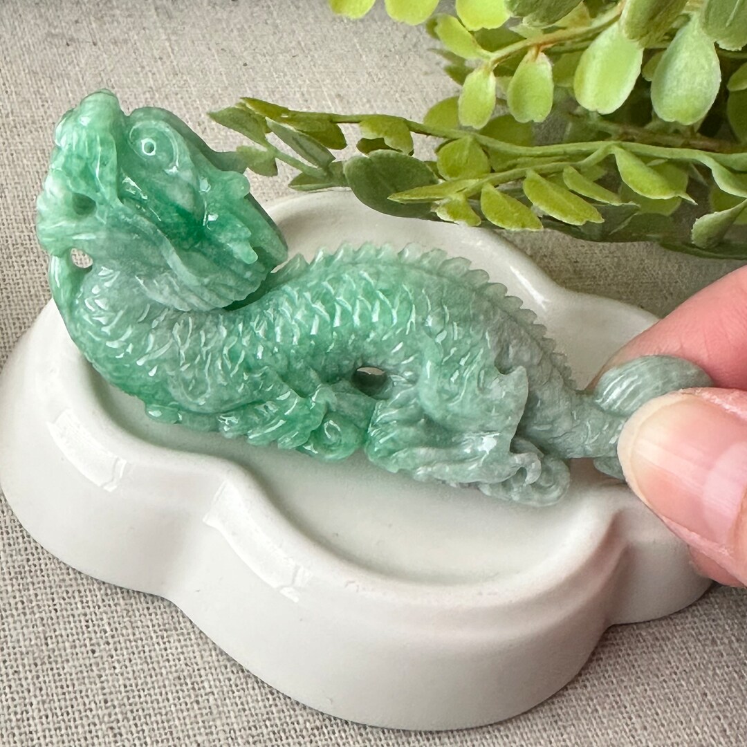 70mm Green Jadeite Jade Carved Dragon Display Statue - Etsy