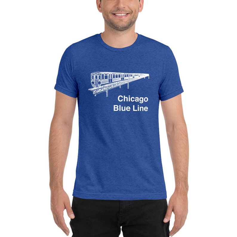 Chicago "el" Train Blue Line Men's Short Sleeve T-shirt - Etsy