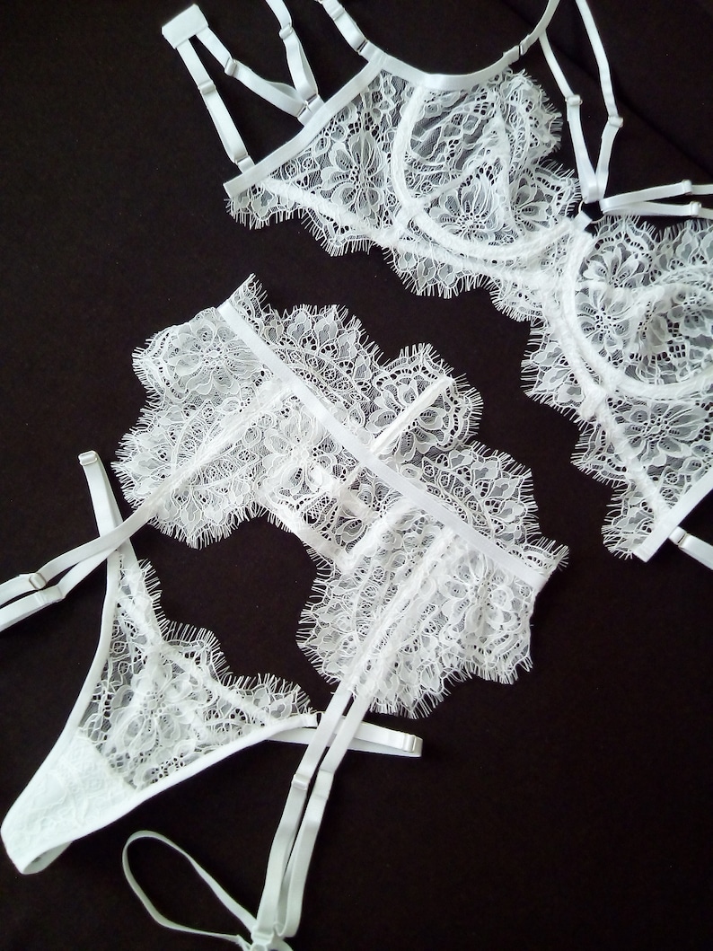 Lencería de la boda conjunto de lencería blanca lencería de | Etsy