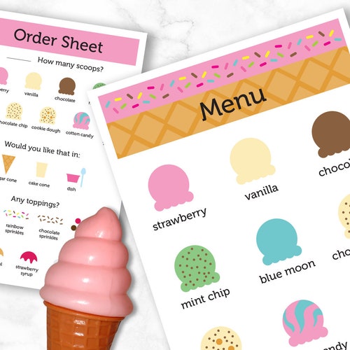 Ice Cream Shop Printable Imaginative Play Pretend Play | Etsy
