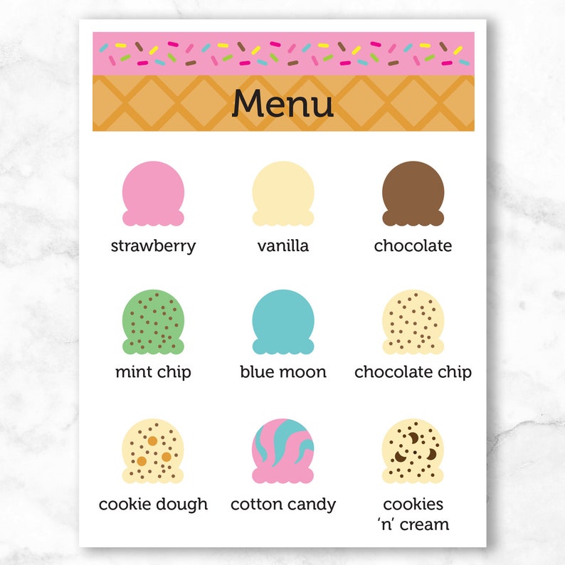 Ice Cream Shop Printable, Imaginative Play, Pretend Play, Kids, PDF ...