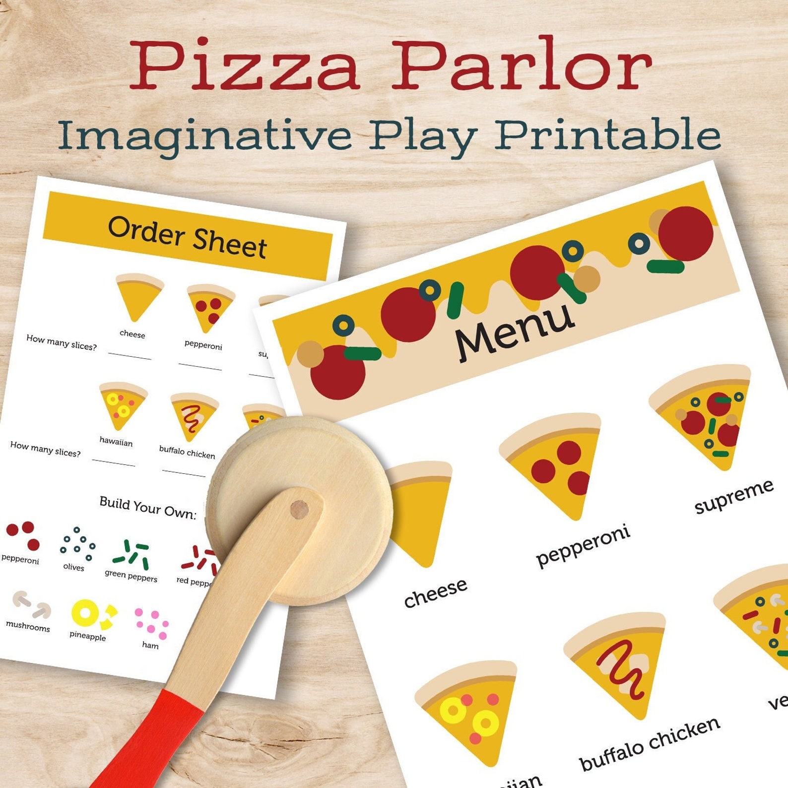 Pizza Parlor Printable, Imaginative Play, Pretend Play, Kids, PDF ...