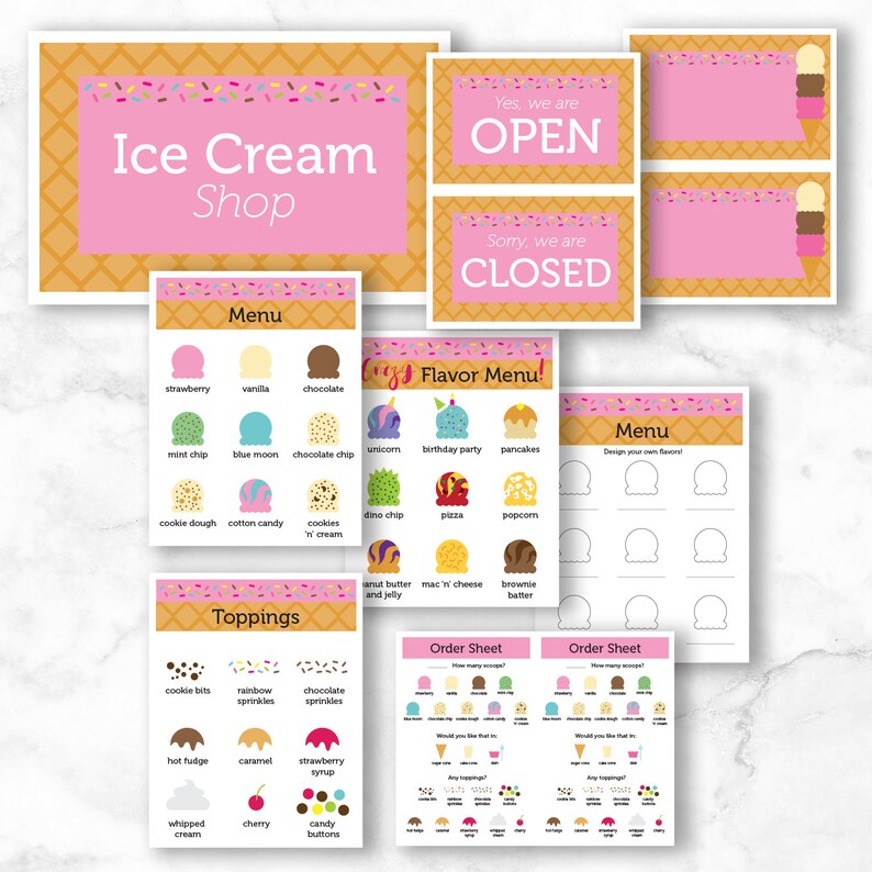 Ice Cream Shop Printable, Imaginative Play, Pretend Play, Kids, PDF ...
