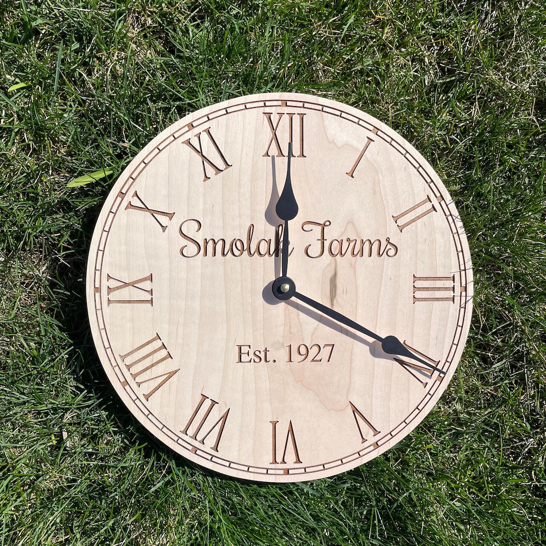 Personalized Wooden Clock | Roman Numeral Clock | Housewarming Wood ...