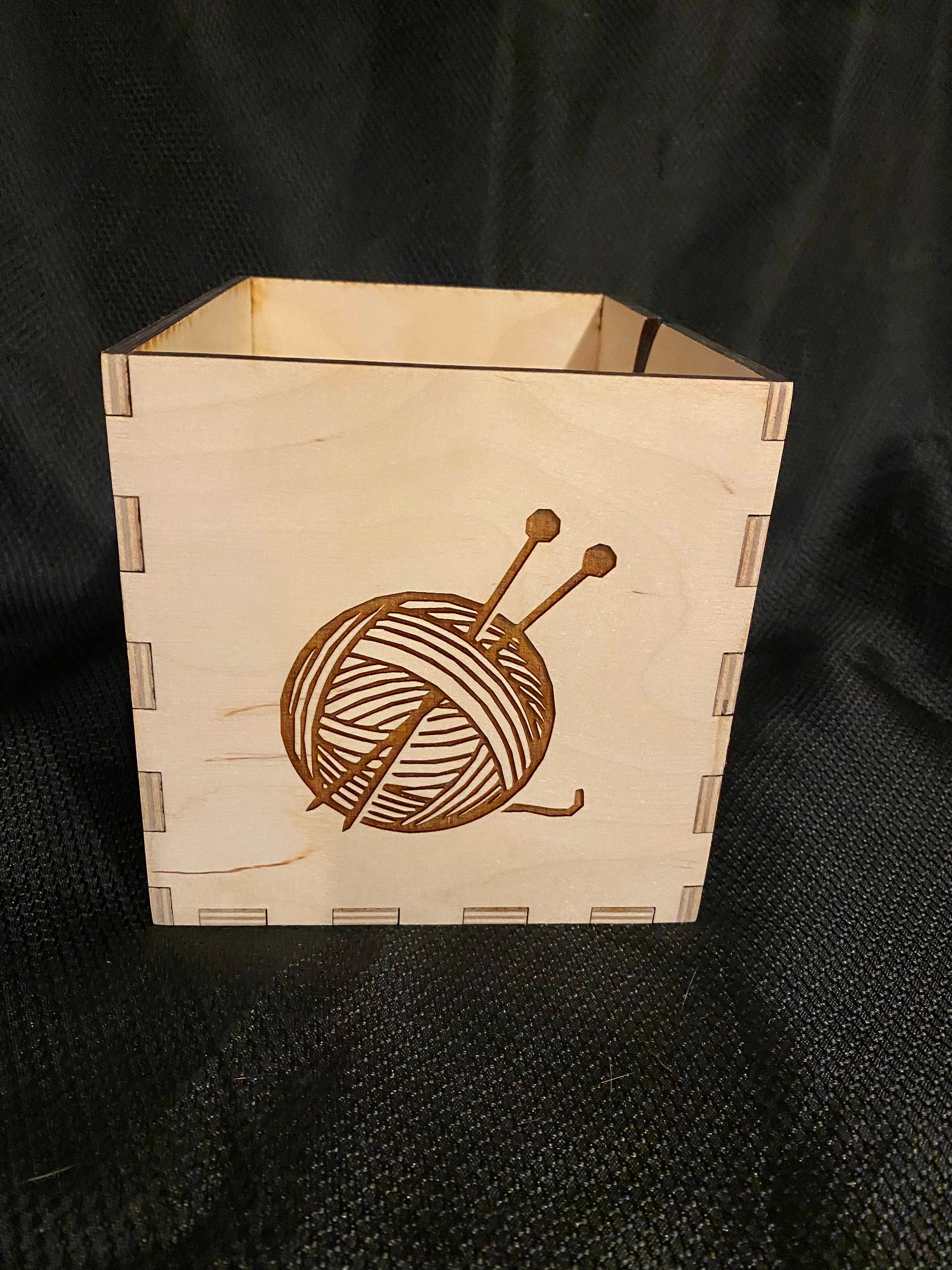 Wooden Knitting Yarn Box Crochet Storage Box Engraved - Etsy