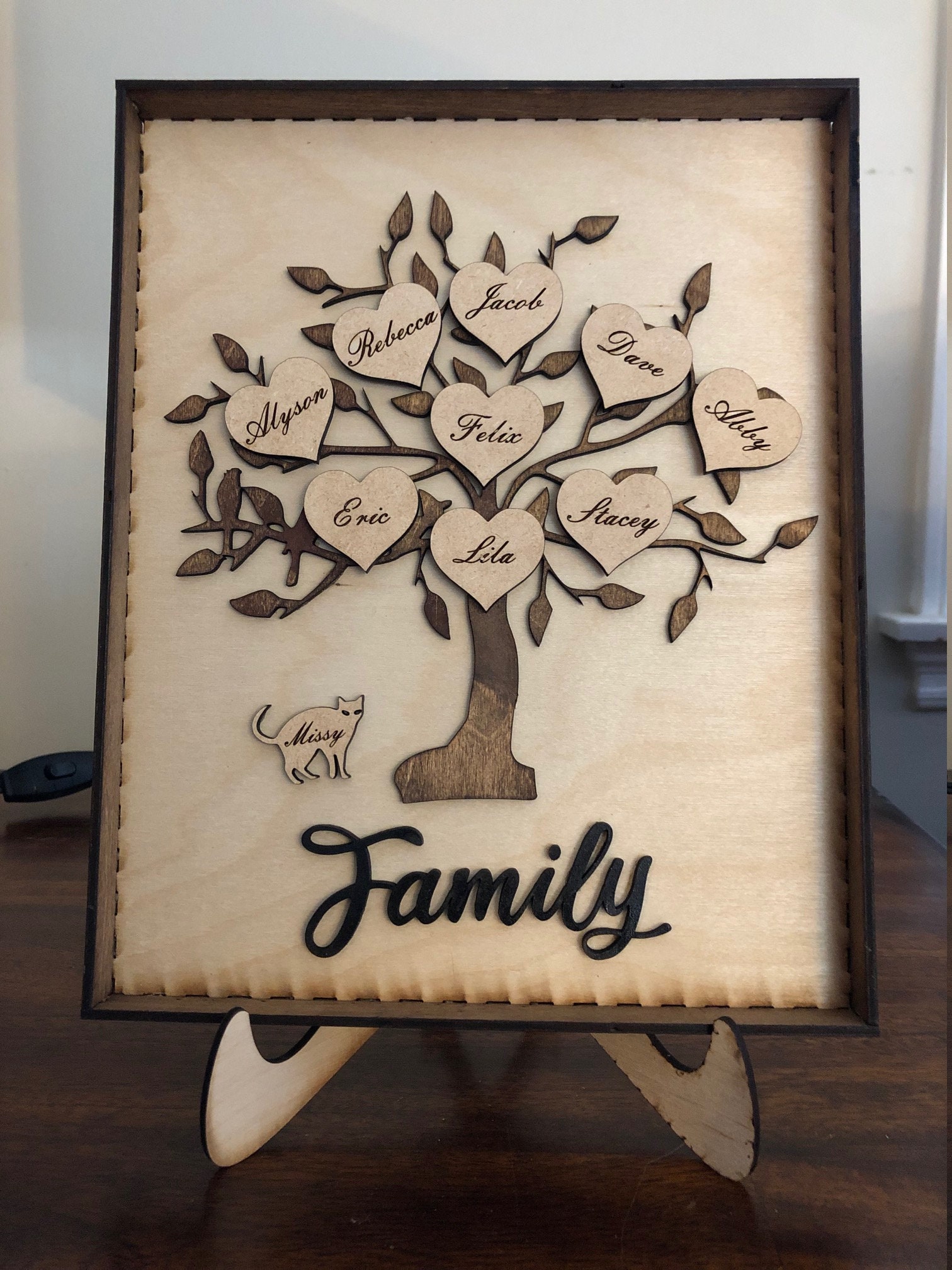 Personalized Family Tree Heart Name Sign Gift for Mothers Moms | Etsy