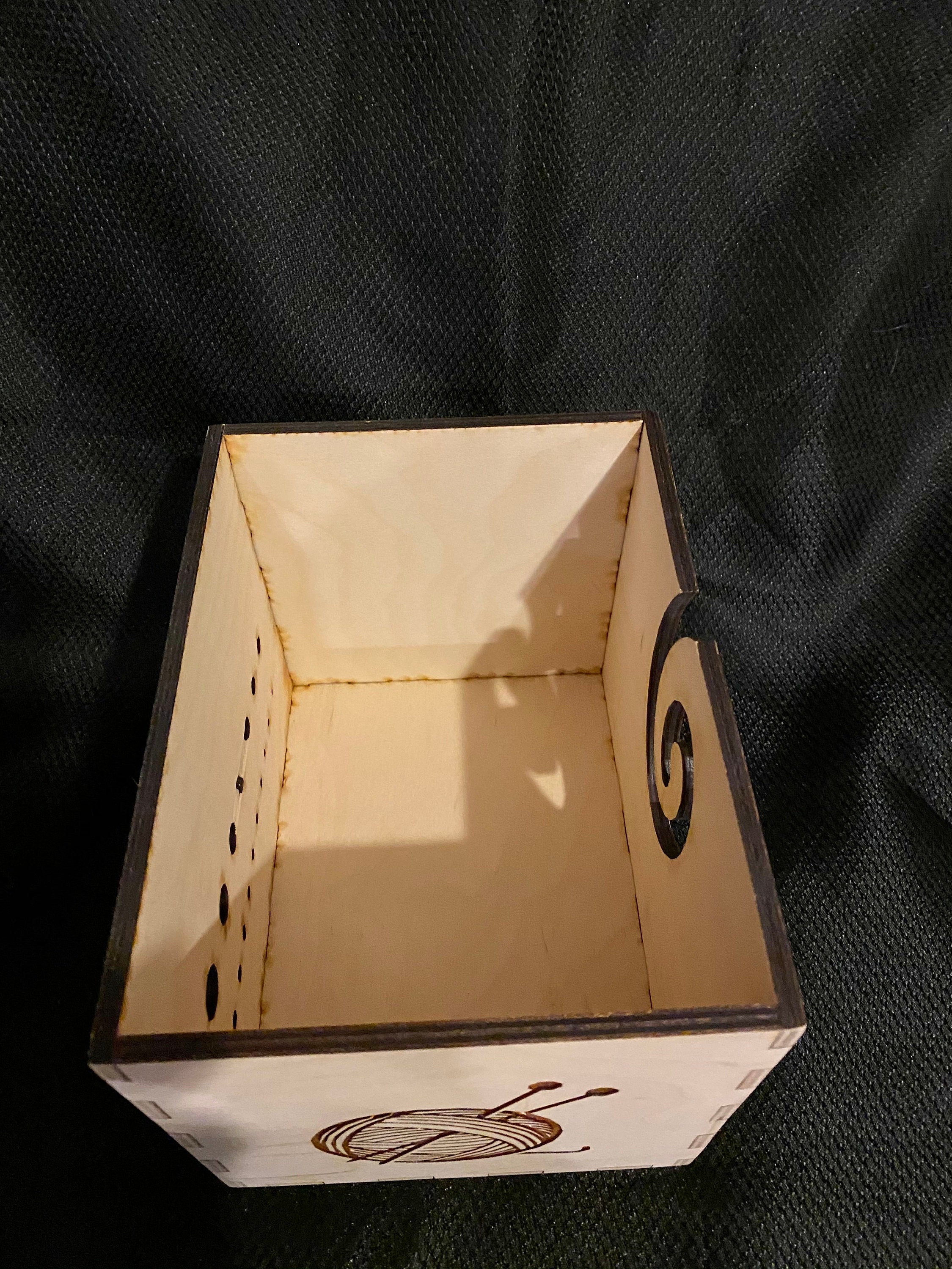 Wooden Knitting Yarn Box Crochet Storage Box Engraved - Etsy