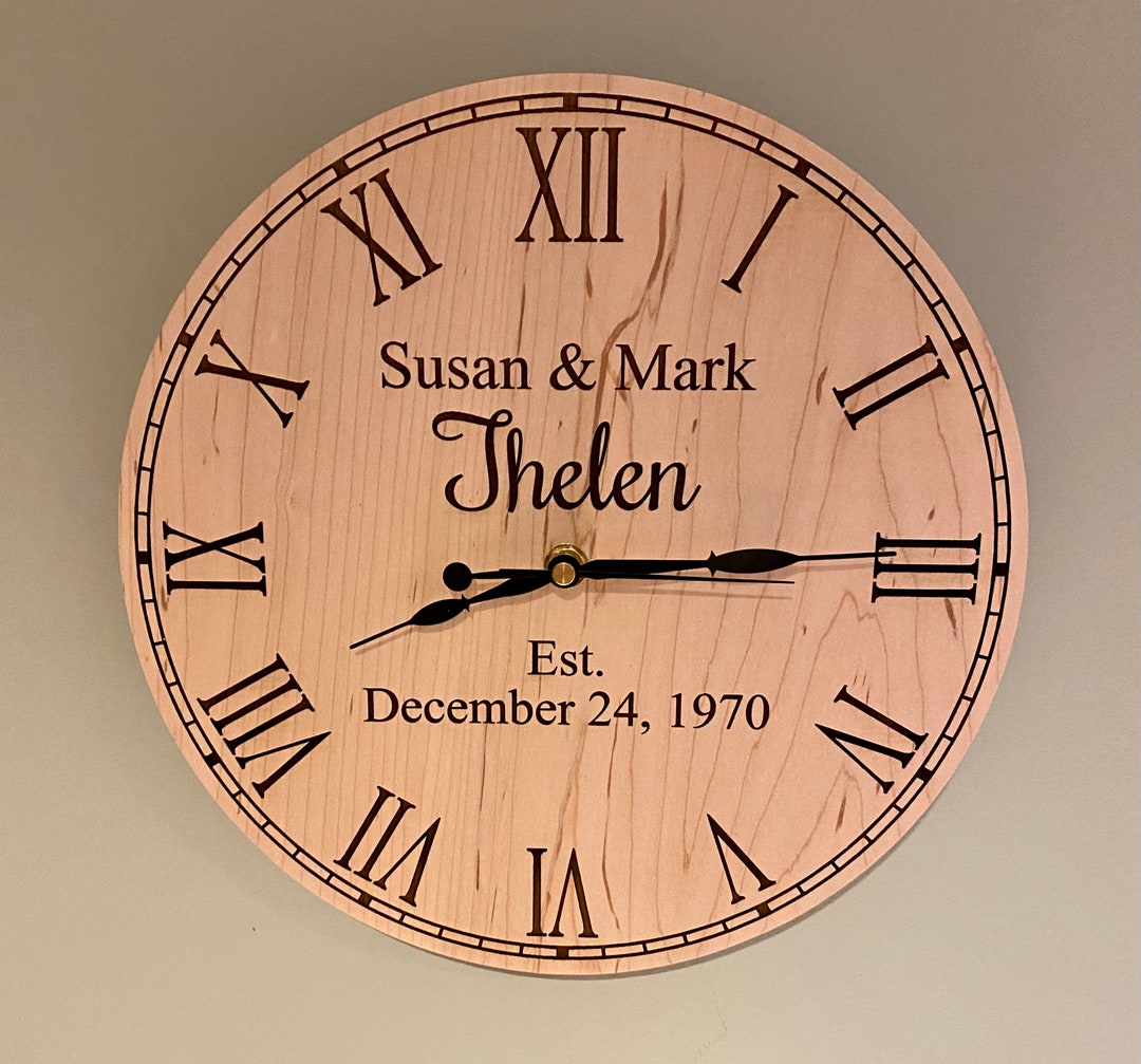 Engraved Clock Gift | Housewarming Wood Clock Gift | Fifth Anniversary ...