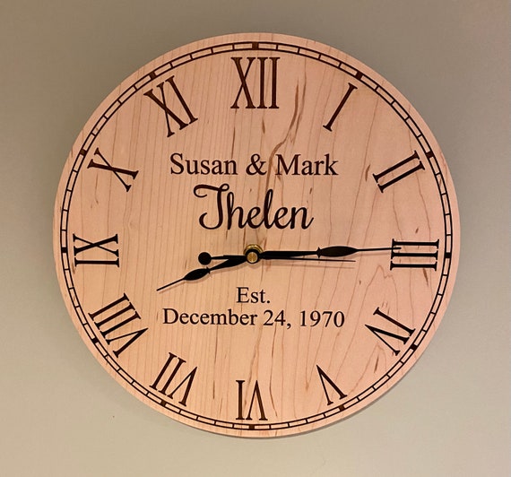 Engraved Clock Gift Housewarming Wood Clock Gift Fifth - Etsy