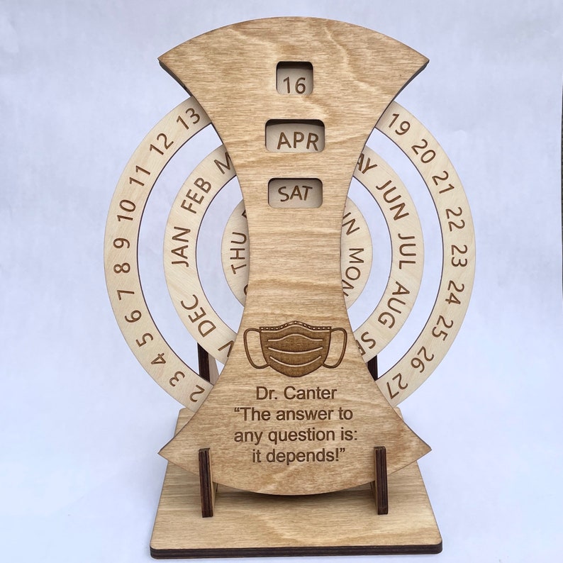 Wooden Perpetual Calendar Circular Day Month Year Eternal - Etsy