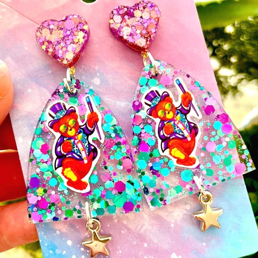 Lisa Frank Inspired Hollywood Bear Earrings Hollywood Bear - Etsy