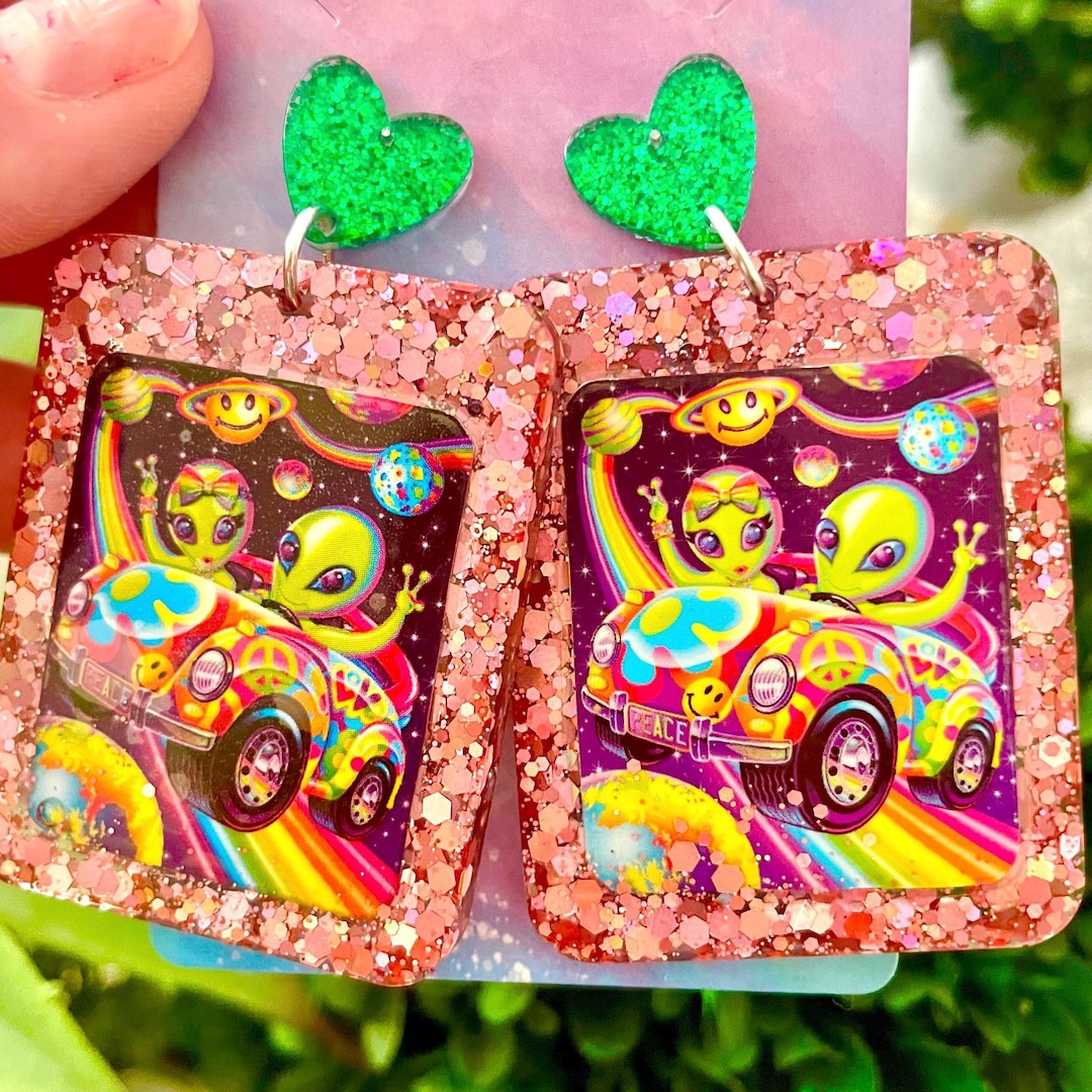 Lisa Frank Inspired Groovy Aliens Earrings RARE Lisa Frank Aliens ...