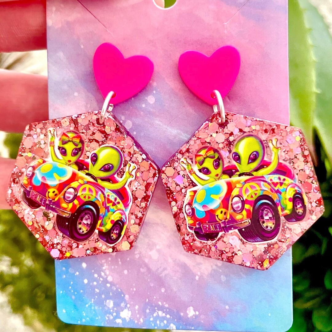 Lisa Frank Inspired Groovy Aliens Earrings RARE Lisa Frank Aliens ...