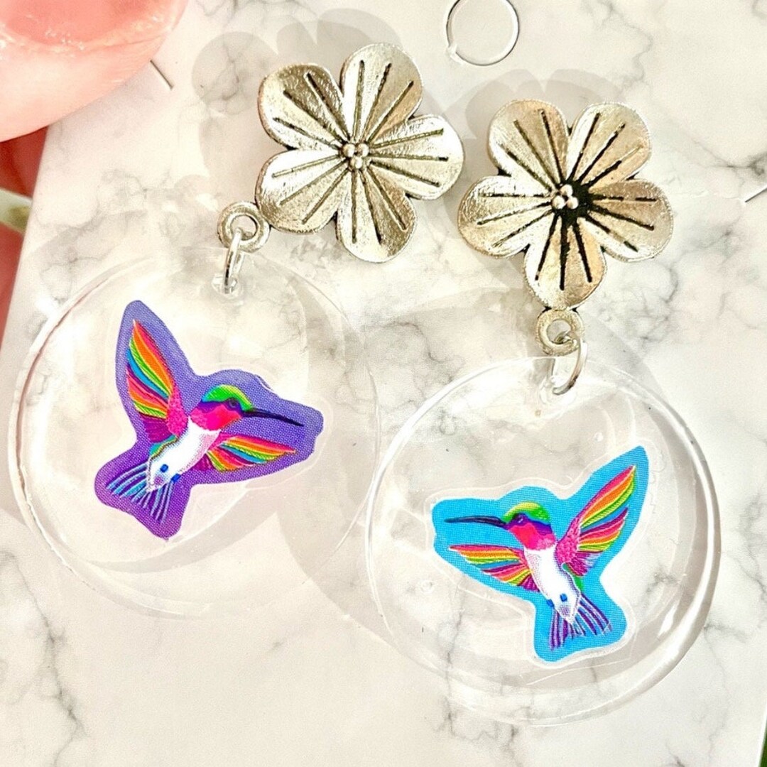 Lisa Frank Inspired Hummingbird Earrings - Etsy